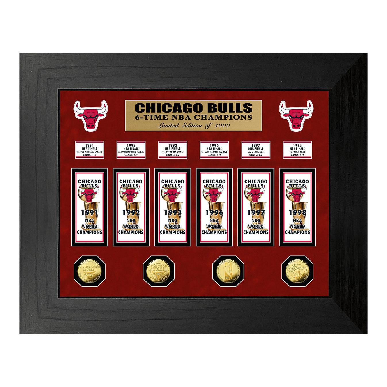 Chicago Bulls 6-Time NBA Champions Deluxe Gold Coin & Banner Collectio ...